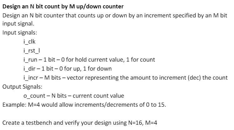 Design an N bit count by M up/down counter Design an | Chegg.com