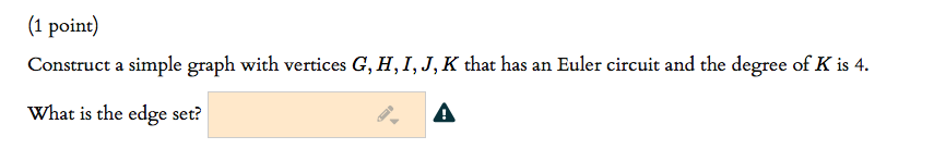 Solved (1 point) Construct a simple graph with vertices G, | Chegg.com