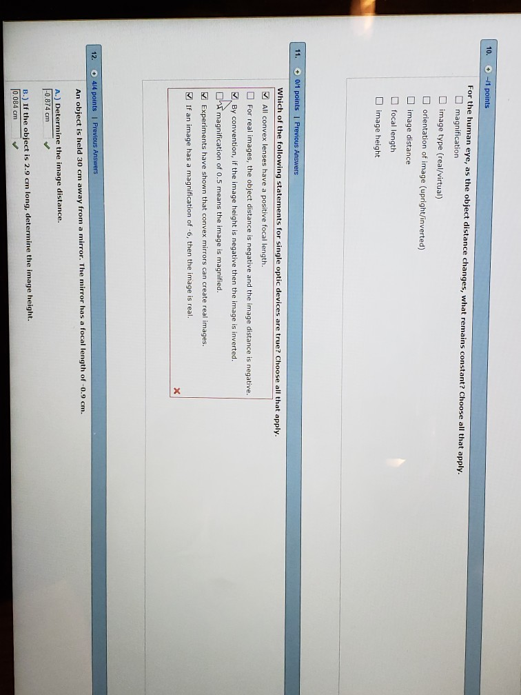 Solved 10. -1 points For the human eye, as the object | Chegg.com