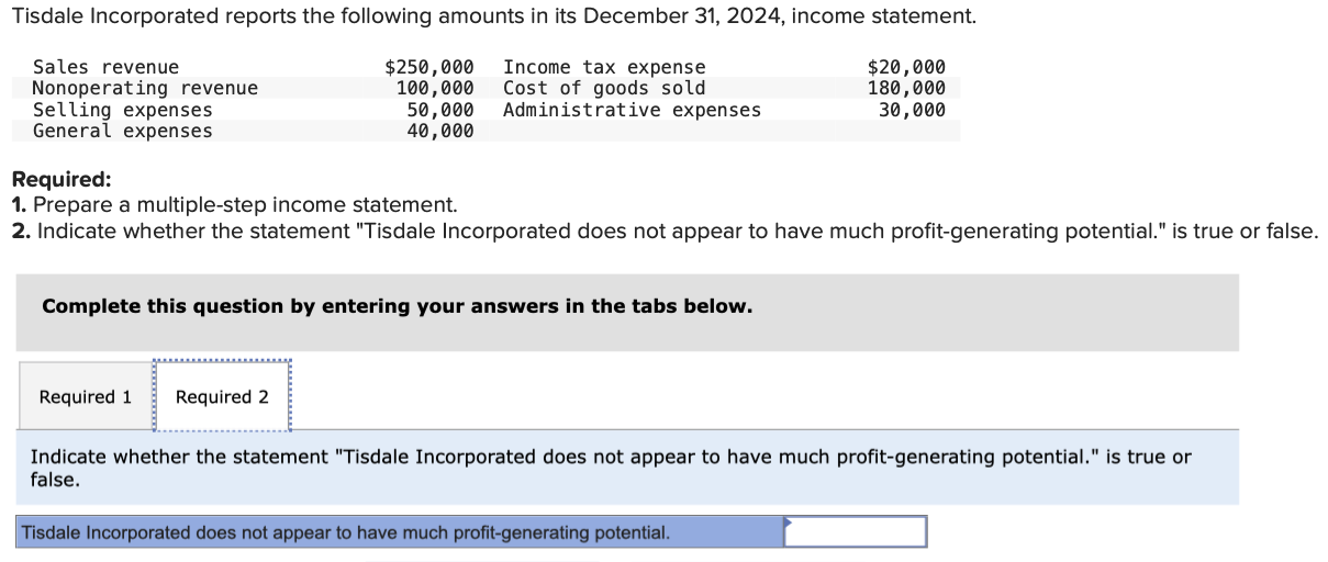 Solved Required: 1. Prepare a multiple-step income | Chegg.com