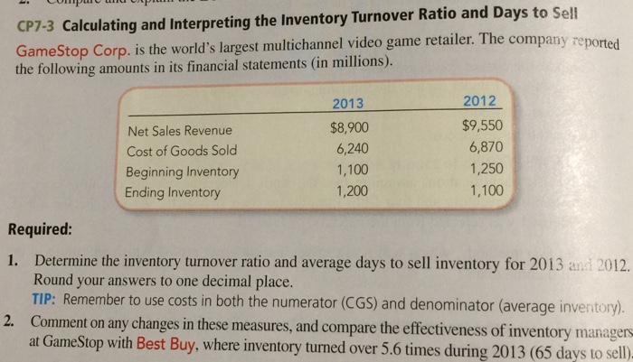 Solved CP7-3 Calculating and Interpreting the Inventory | Chegg.com