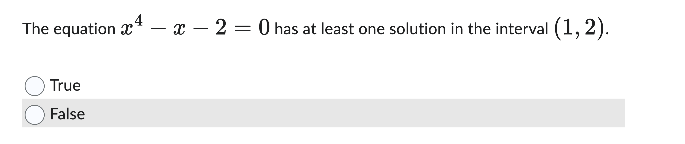 Solved Q1The equation x4-x-2=0 ﻿has at least one solution in | Chegg.com