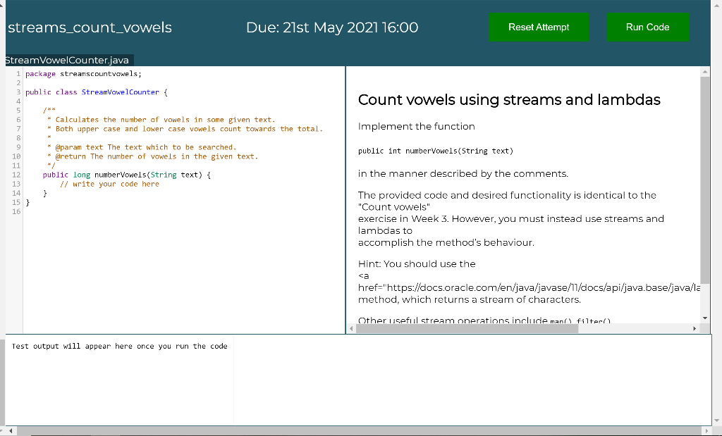 Solved package streamscountvowels; public class | Chegg.com Solved package streamscountvowels; public class | Chegg.com
