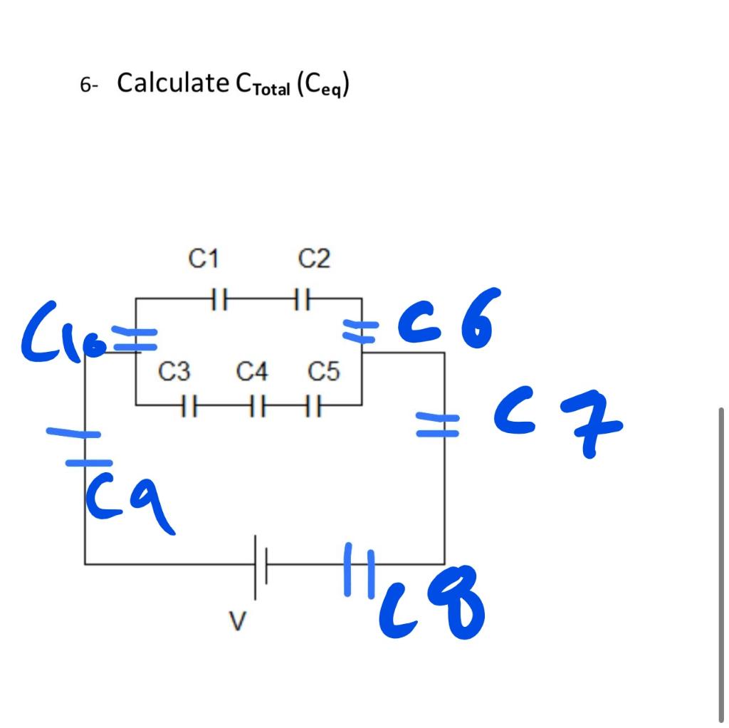 Solved 6- Calculate CTotal (Ceg) C2 C1 HH Cla Tca C3 C4 C5 | Chegg.com