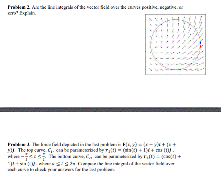 Solved Problem 2. Are the line integrals of the vector field | Chegg.com