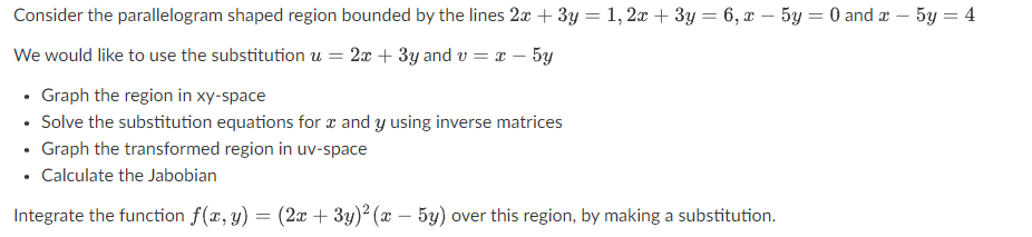 Solved Consider the parallelogram shaped region bounded by | Chegg.com