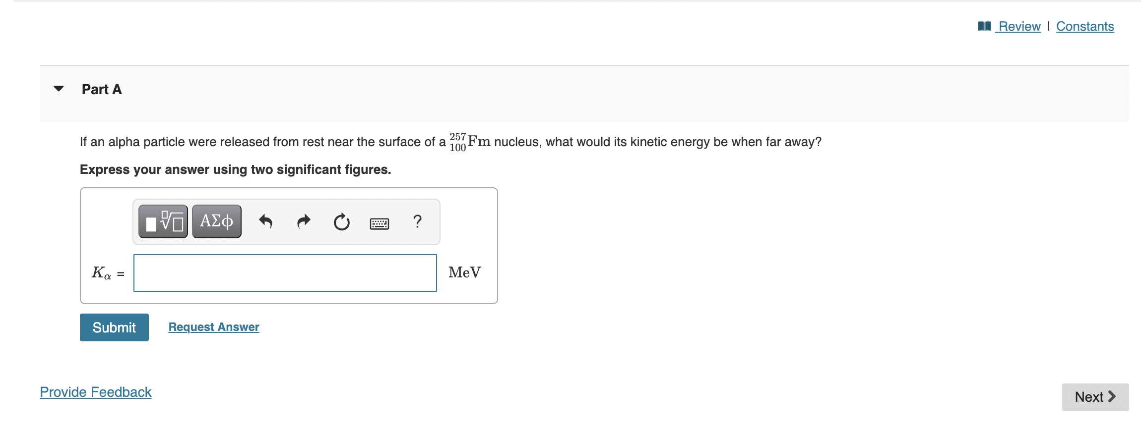 Solved If an alpha particle were released from rest near the | Chegg.com