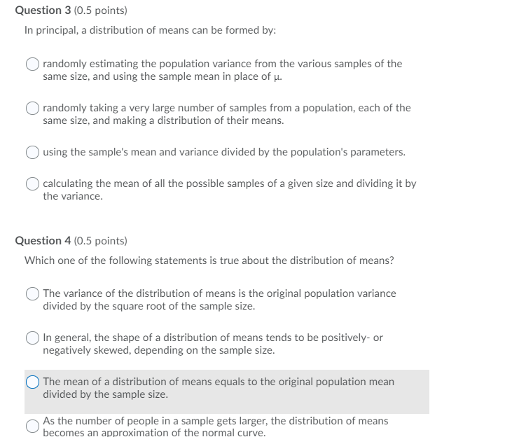 Solved Question 3 (0.5 points) In principal, a distribution | Chegg.com