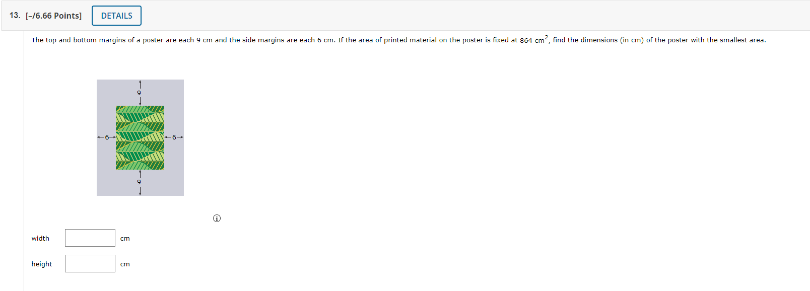 Solved width cm height cm | Chegg.com