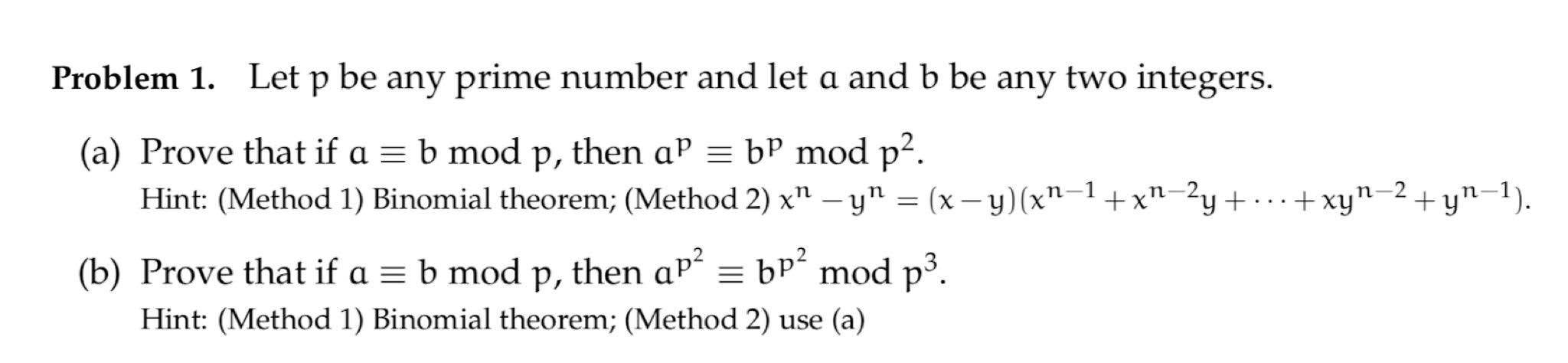 Solved NUMBER THEORY Let p be any prime number and let a and | Chegg.com