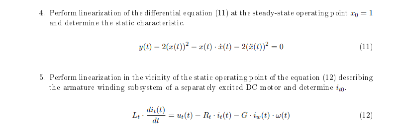 Solved 4 Perform Linearization Of The Differential Equation