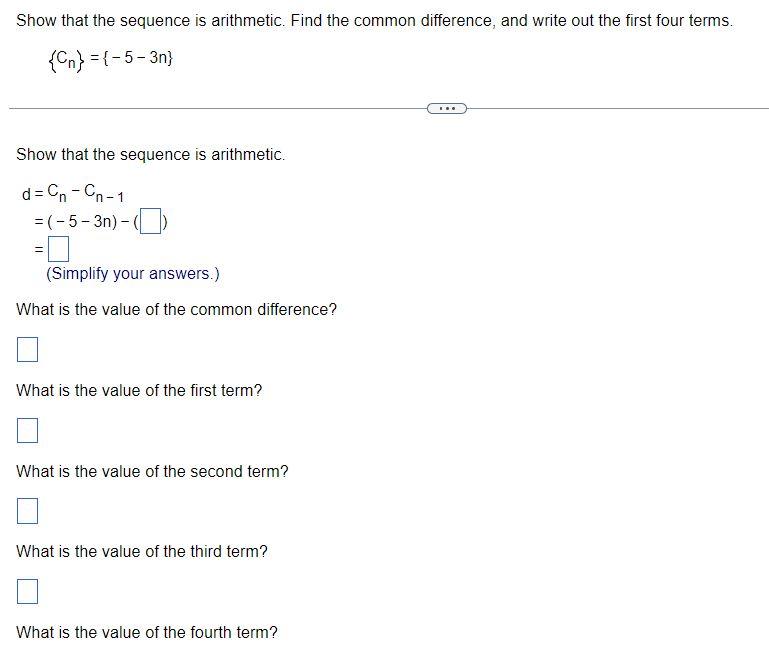 Solved Show that the sequence is arithmetic. Find the common | Chegg.com