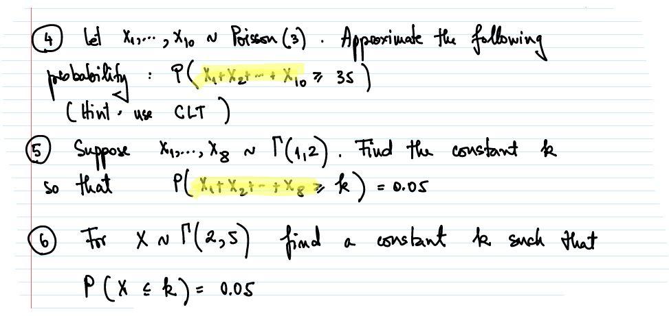 Solved (4) let x1,⋯,x10∼ Priseson (3). Approximate the | Chegg.com
