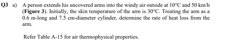 Solved Air 10°C, 50 km/h -30°C Figure 3 TABLE A-15 | Chegg.com