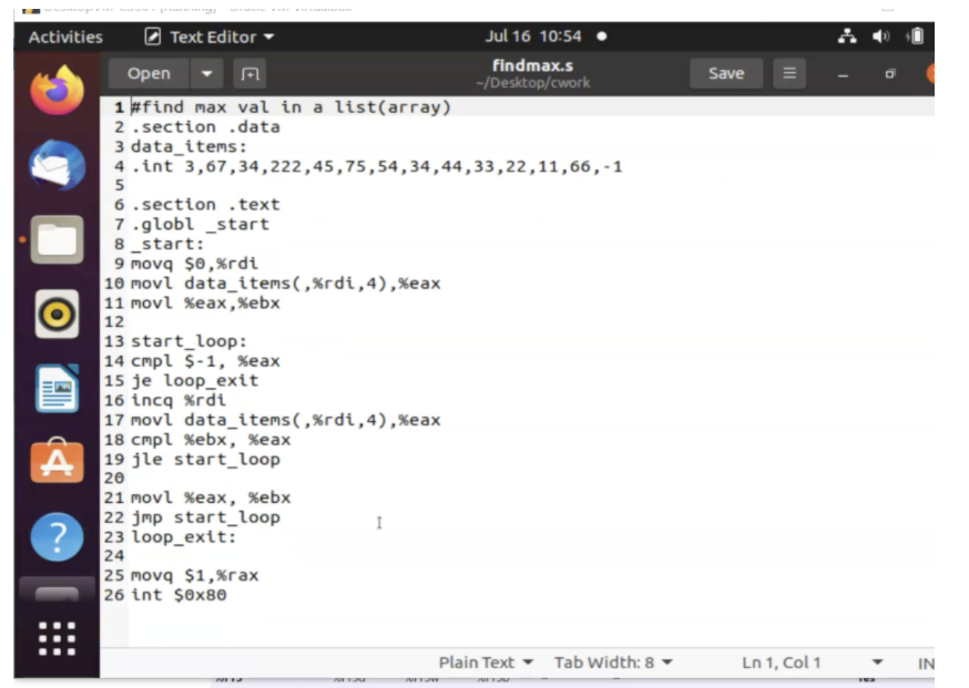 Modify the findmax.s file illustrated in the tutorial | Chegg.com