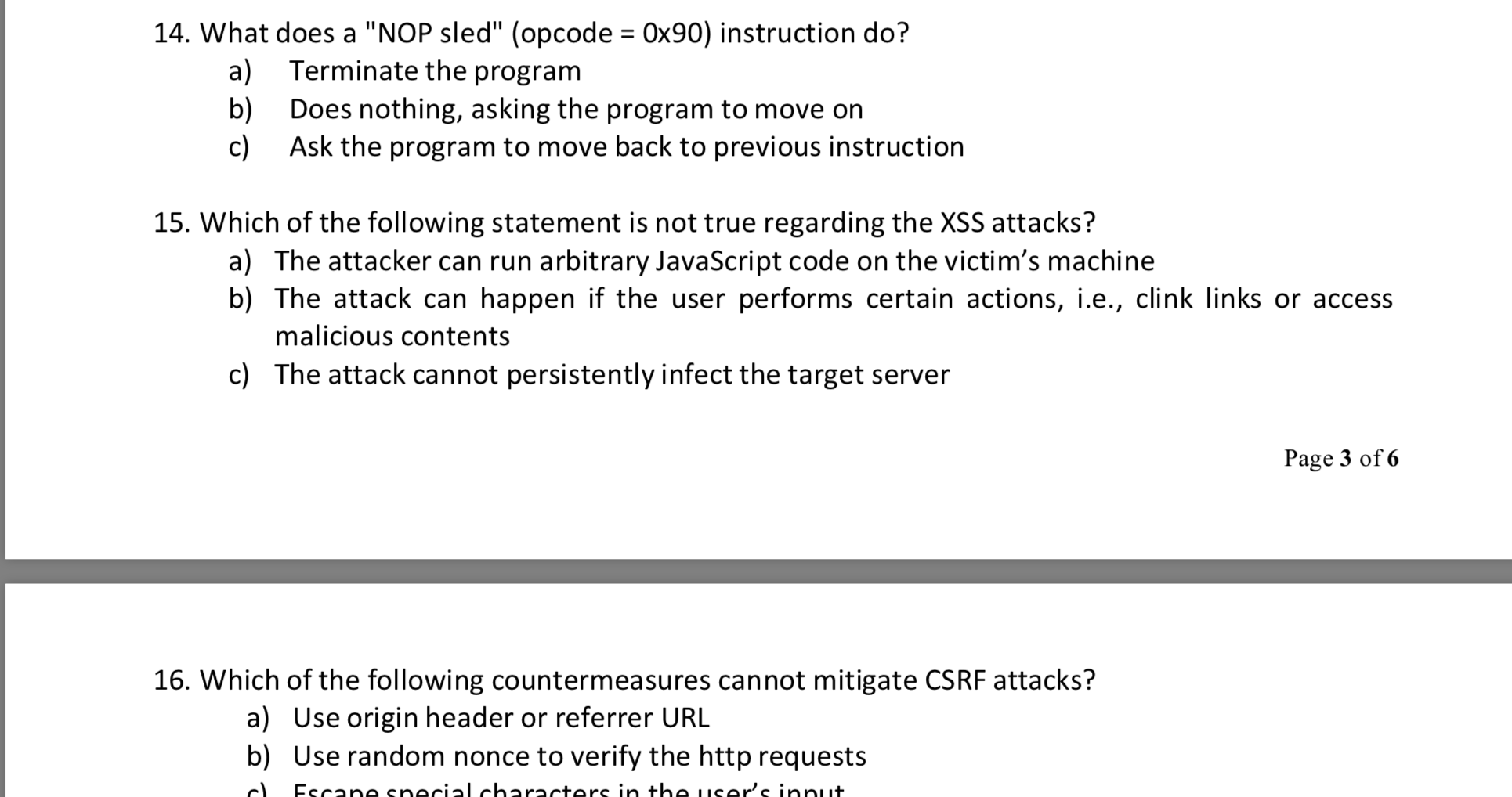 Solved 14. What does a "NOP sled" (opcode = 0x90) | Chegg.com