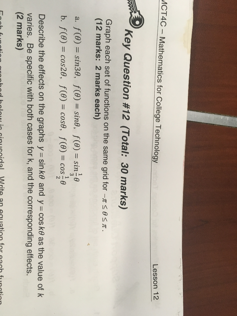 Solved MCT4C- Mathematics for College Technology Lesson 12 | Chegg.com