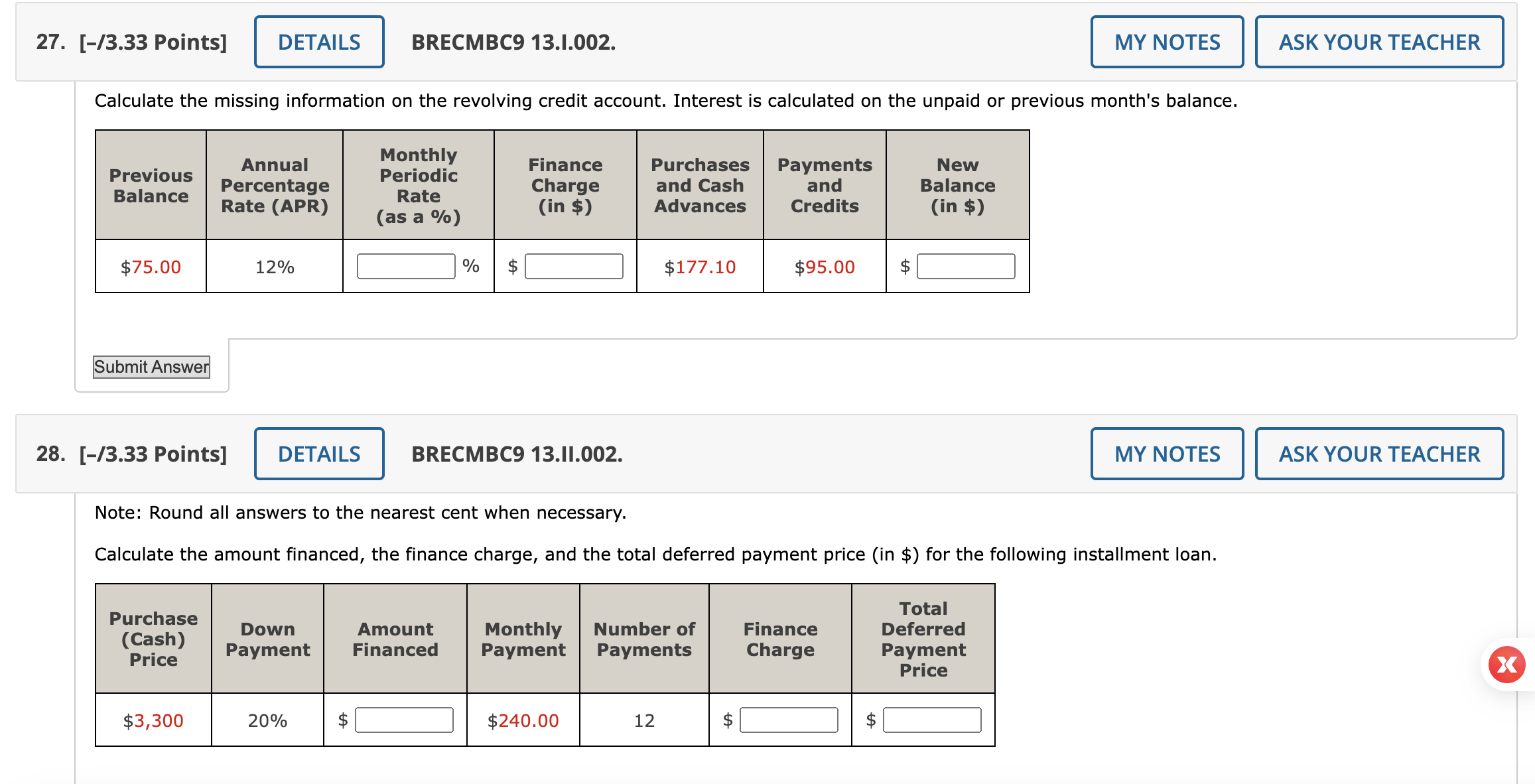 Solved Points]Calculate the missing information on the | Chegg.com