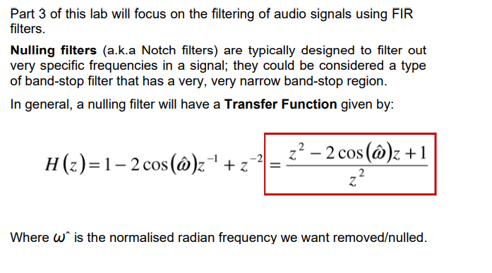 Part 3 of this lab will focus on the filtering of | Chegg.com