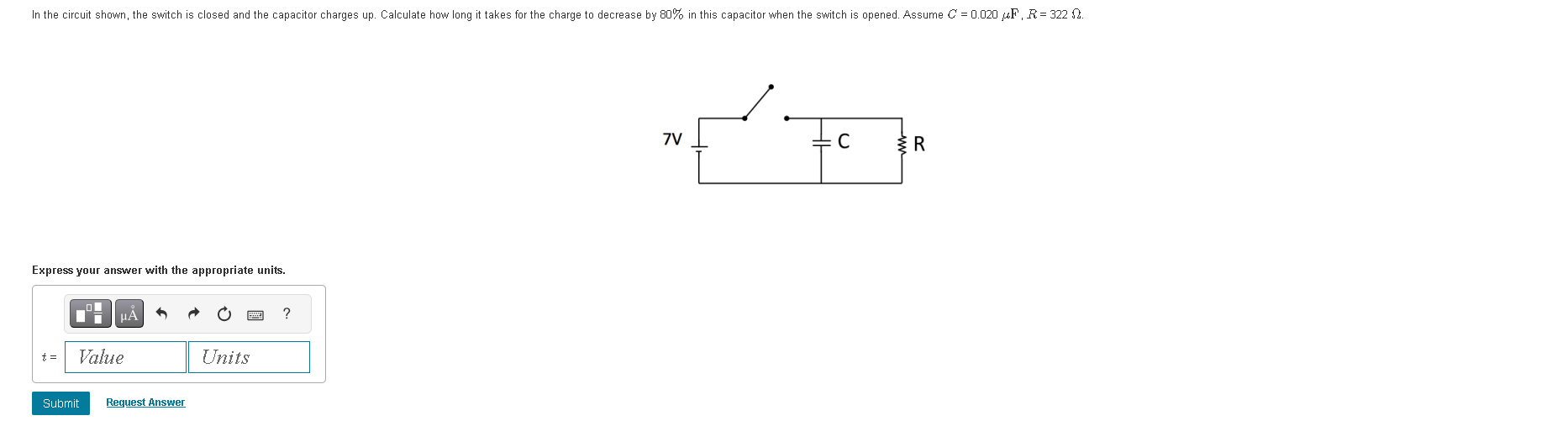 Solved In the circuit shown, the switch is closed and the | Chegg.com
