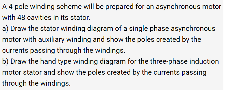 Solved A 4-pole winding scheme will be prepared for an | Chegg.com
