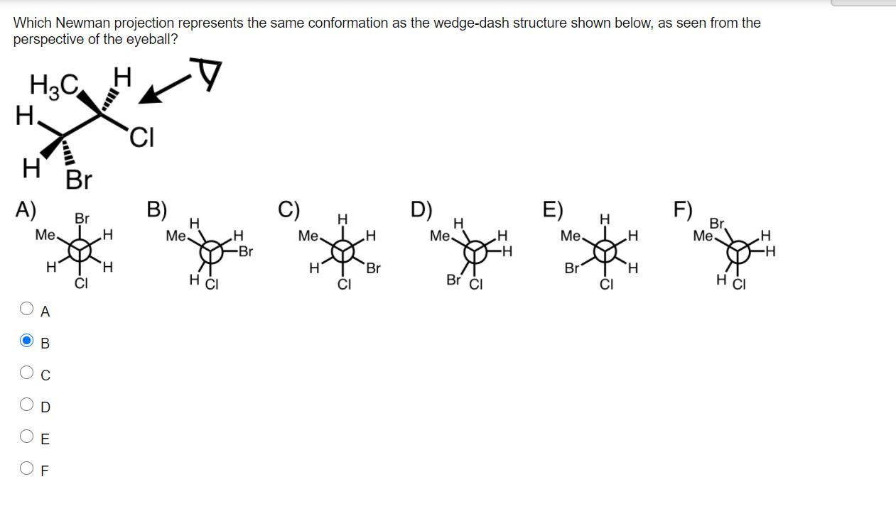 Solved Which Newman projection represents the same | Chegg.com