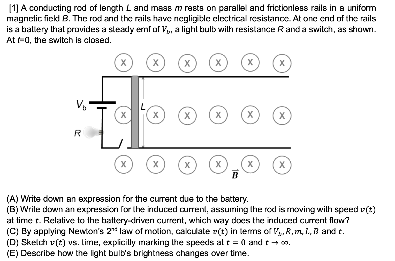 Solved by an EXPERT (A) ﻿Write down an ﻿expression for the current due to | Chegg.com