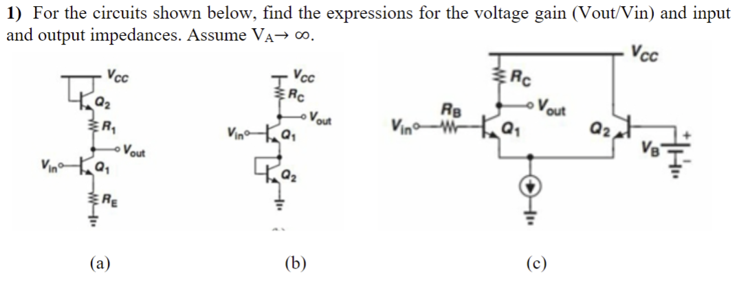 Solved For the circuits shown below, find the expressions | Chegg.com