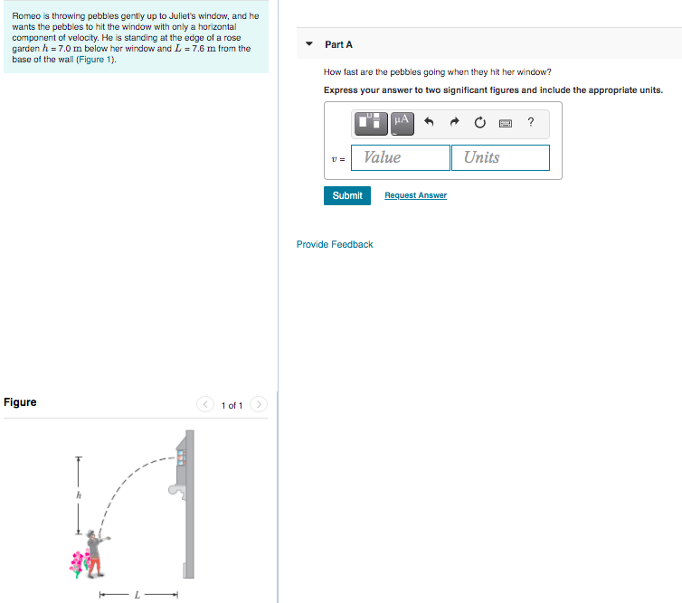 Solved Romeo is throwing pebbles gently up to Juliet's | Chegg.com