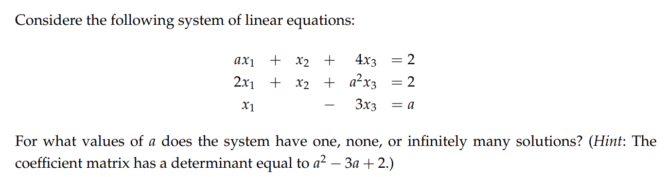 Solved Consider the following system of ﻿linear | Chegg.com