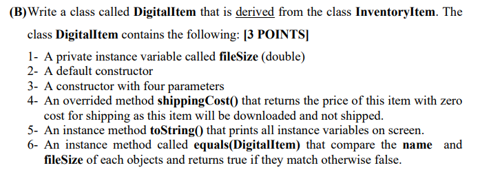 Solved (A)Write a class called InventoryItem that contains: | Chegg.com