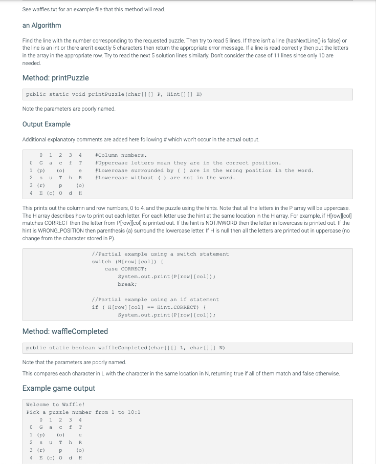 Solved This program is inspired by Waffle. Play Waffle to | Chegg.com