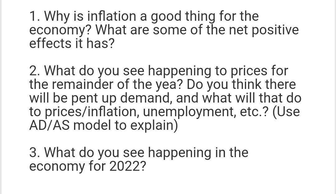 Solved 1. Why is inflation a good thing for the economy? | Chegg.com