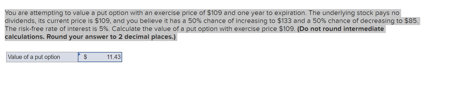 Solved You are attempting to value a put option with an | Chegg.com