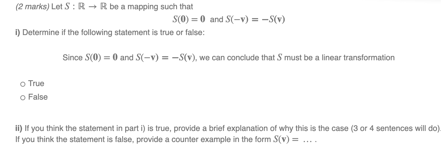 Solved (2 marks) Let S :R → R be a mapping such that S(0) = | Chegg.com