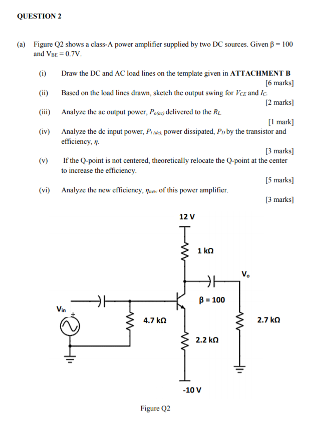 Solved QUESTION 2 (a) Figure Q2 shows a class-A power | Chegg.com