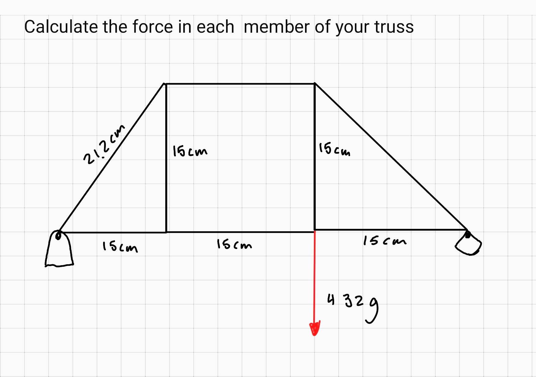 Solved Engineering Statics Truss. Calculate the force in | Chegg.com