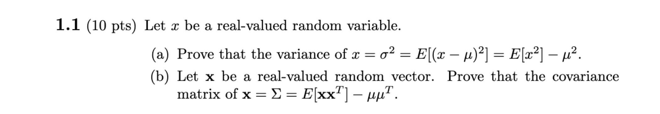 Solved 10pts) Let x be a real-valued random variable. (a) | Chegg.com