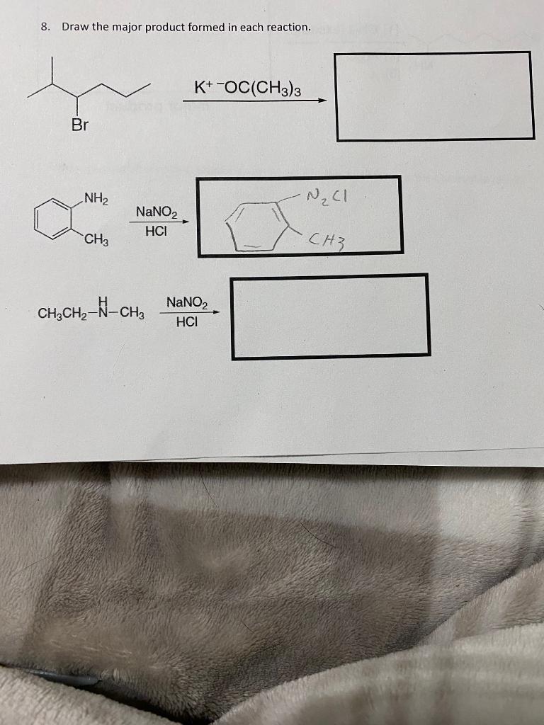 Solved 8. Draw the major product formed in each reaction. | Chegg.com