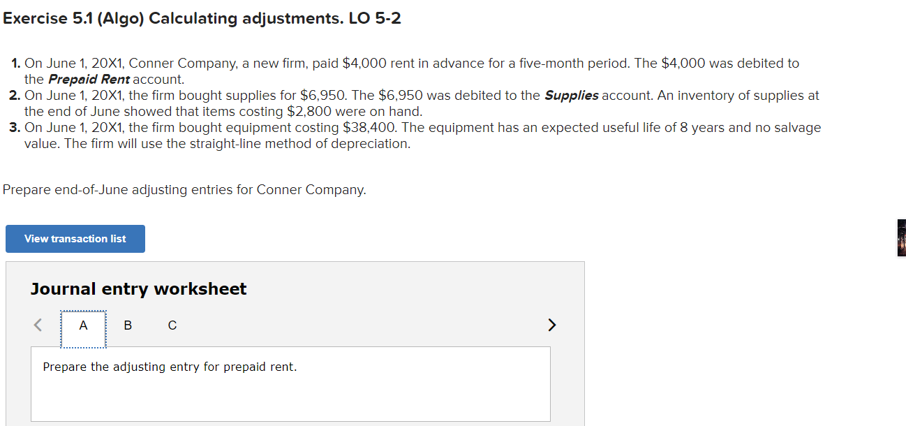 Solved Exercise 5.1 (Algo) Calculating adjustments. LO 5-2 | Chegg.com