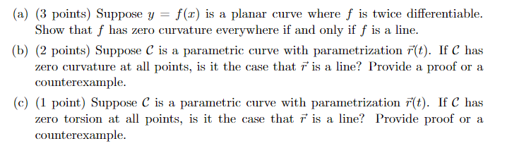 Solved (a) (3 points) Suppose y=f(x) is a planar curve where | Chegg.com