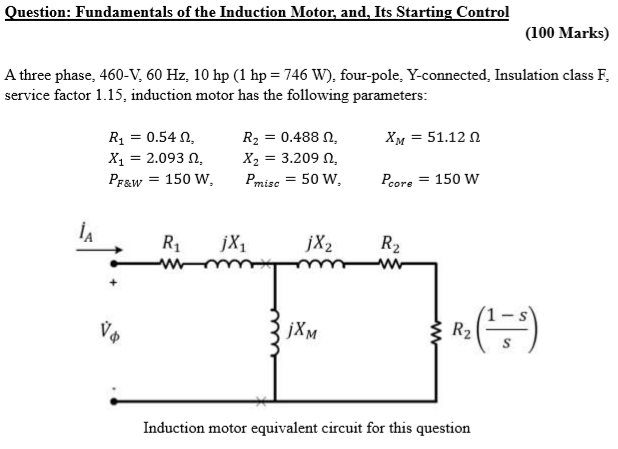 Solved Question: Fundamentals of the Induction Motor, and, | Chegg.com