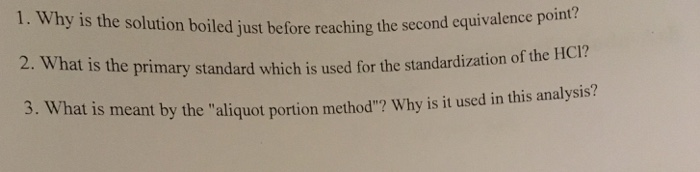 Solved this experiment is the standardization of HCl and the | Chegg.com