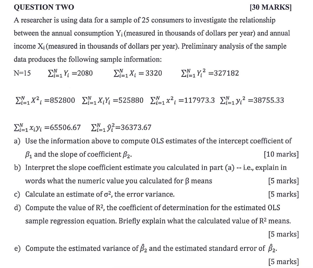 Solved QUESTION TWO [30 MARKS] A researcher is using data | Chegg.com