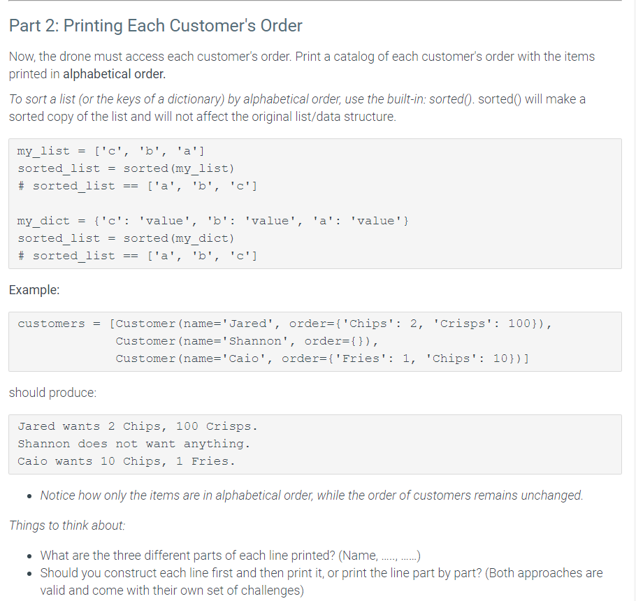 Delivery Service: Nested Loop (Python) parts 2-4 able | Chegg.com