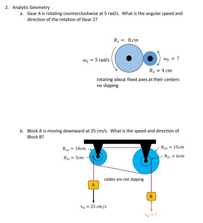 Solved 2. Analytic Geometry a. Gear A is rotating | Chegg.com