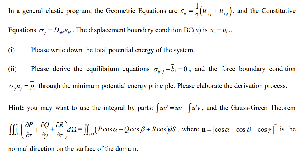 Solved In a general elastic program, the Geometric Equations | Chegg.com