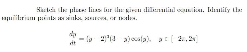 Solved Sketch the phase lines for the given differential | Chegg.com