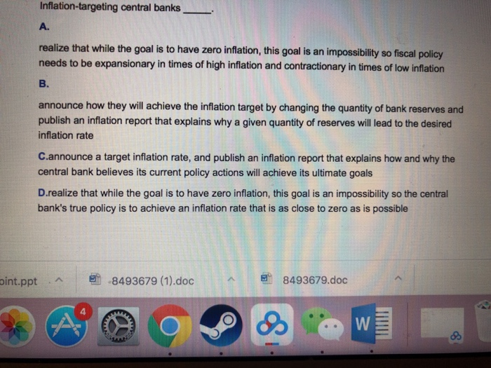 Solved Inflation-targeting central banks A. realize that | Chegg.com