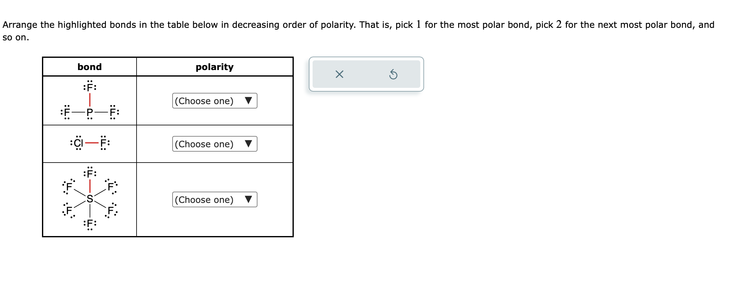 Solved Arrange the highlighted bonds in the table below in | Chegg.com